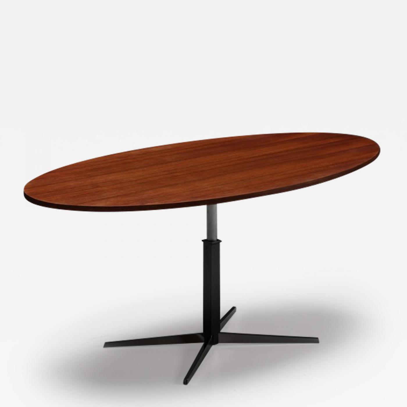 Danish Adjustable Wooden Table With Metal Base - 1970's