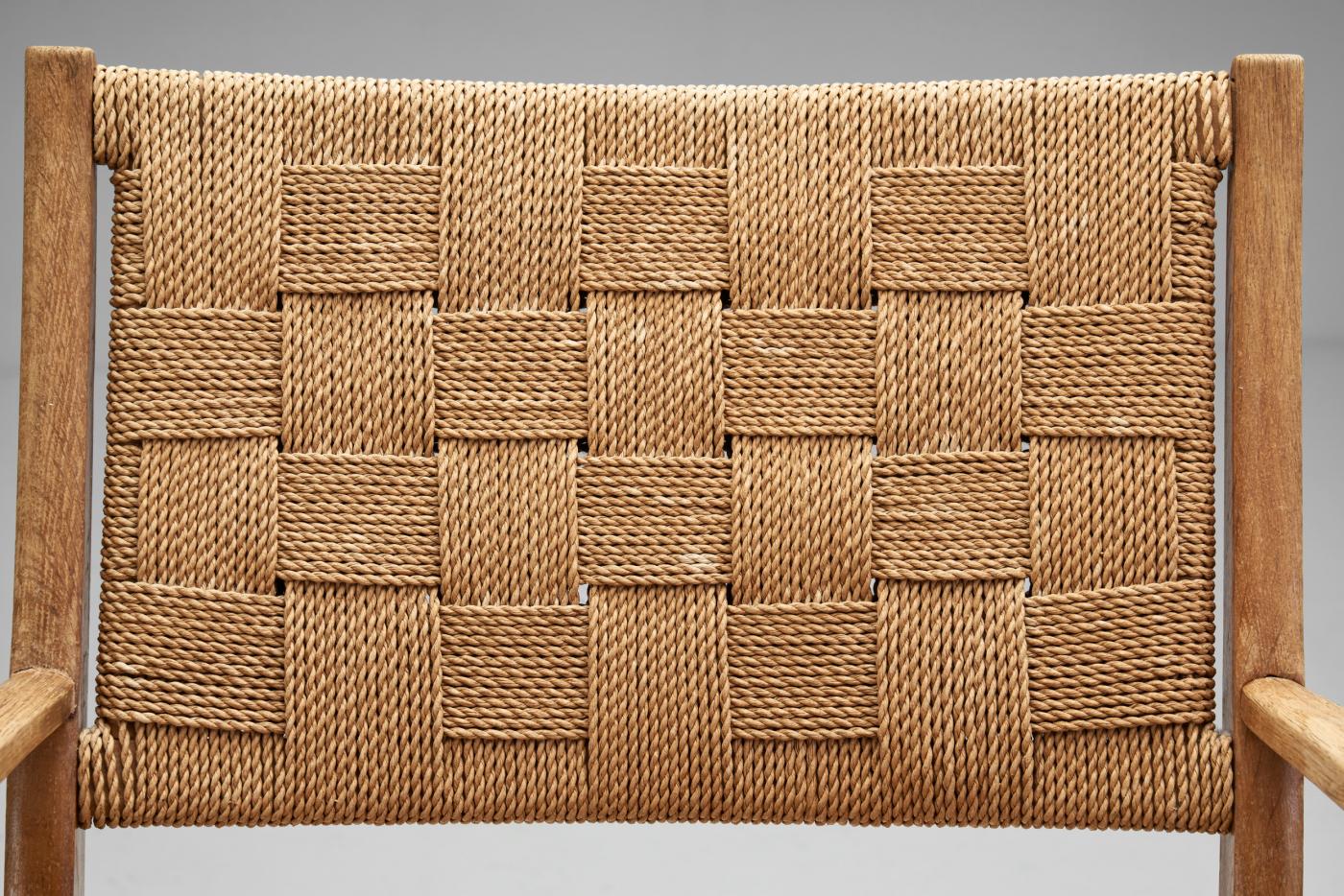 Danish Cabinetmaker Oak and Paper Cord Chair, Denmark 1940s