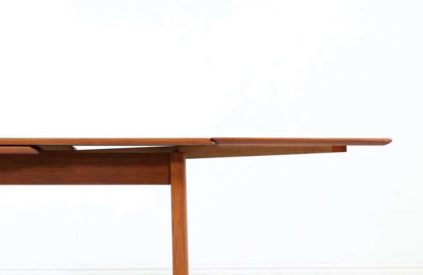 Danish Modern Expanding Teak Dining Table with Draw-Leaves