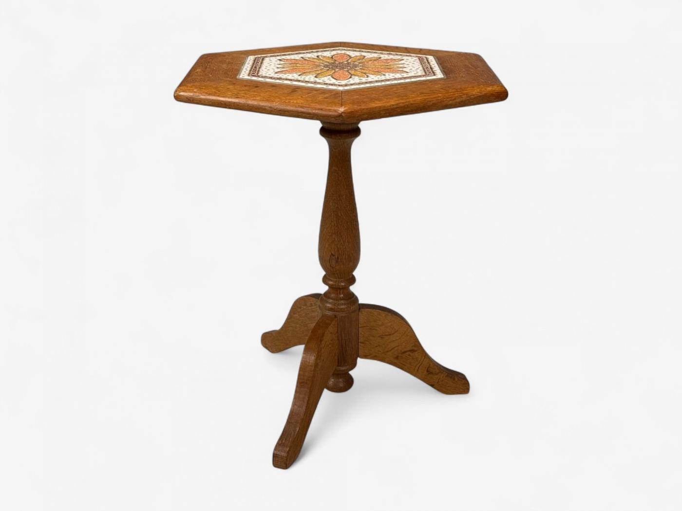 Danish Modern, Oak, Ceramic, Side Table, Denmark, 1975