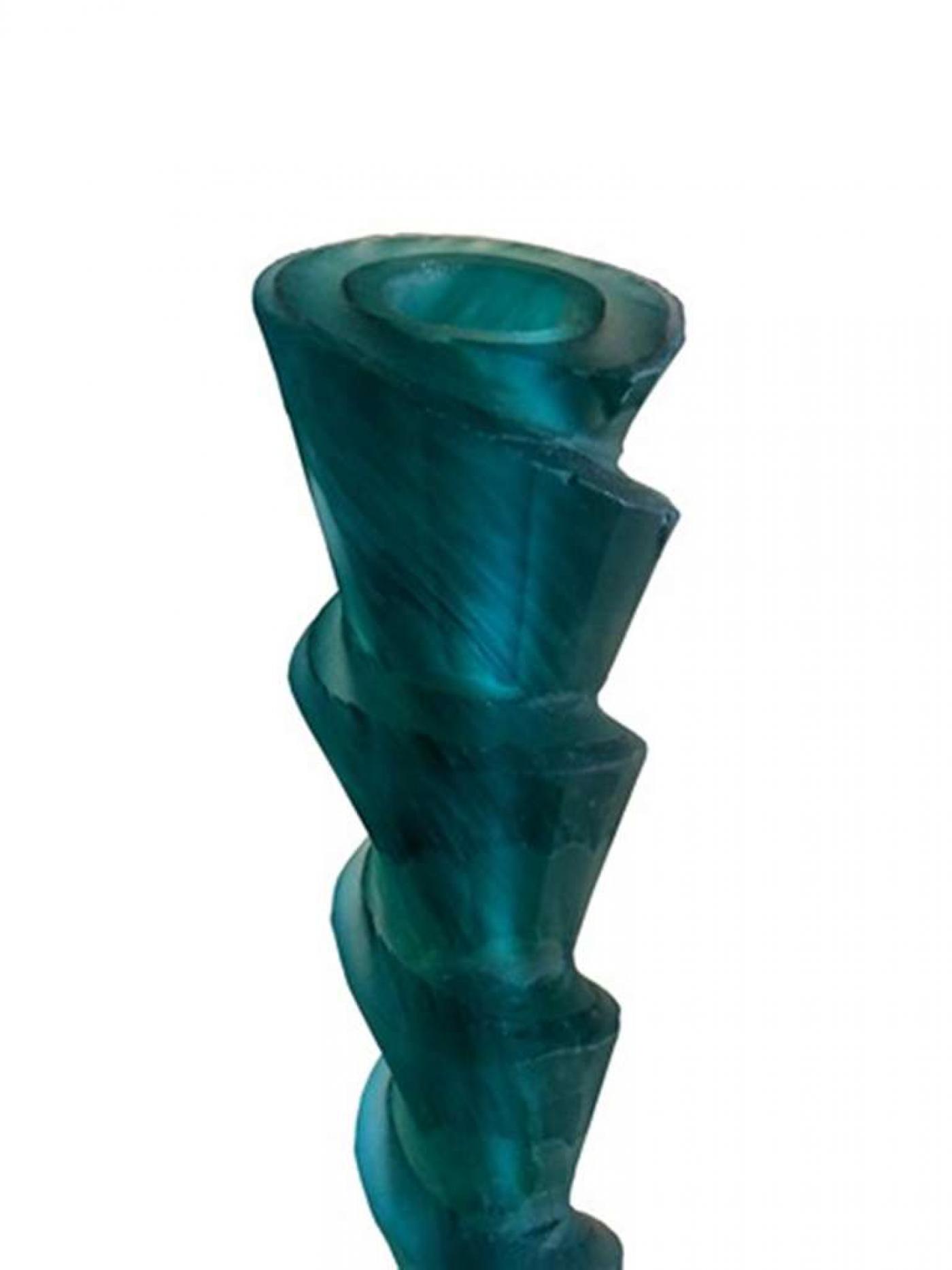 Daum / Daum Nancy - Daum Glass Candlesticks in Deep Blue Color