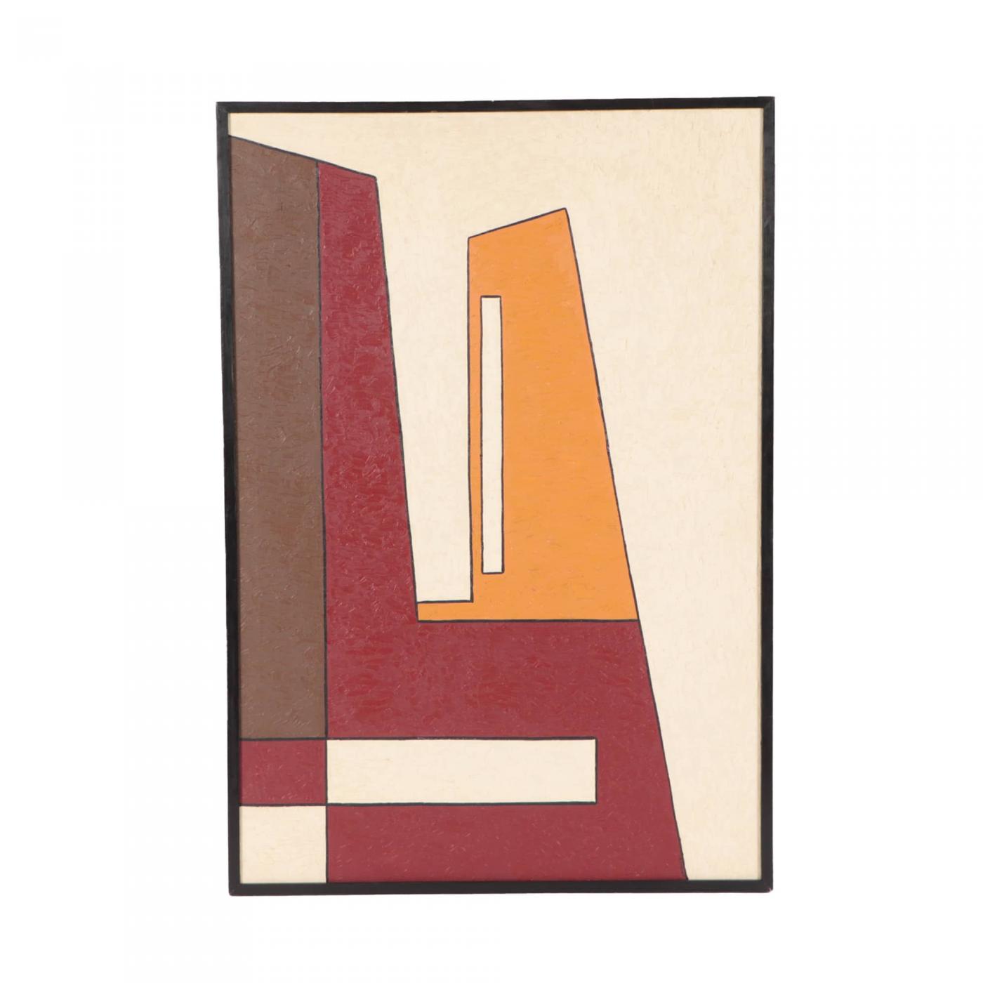 David Barros (American, 20th Century) A brown maroon abstract painting