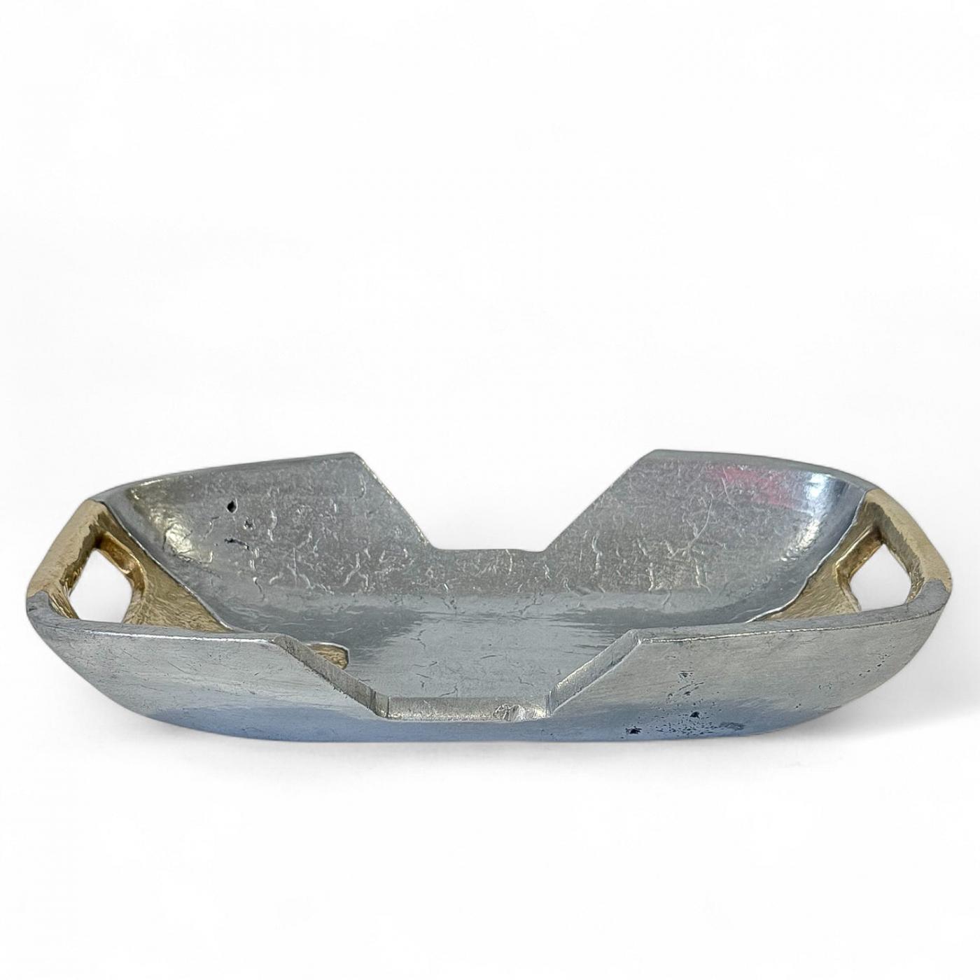 David Marshall - Aluminum and Brass Rectangular Bowl by David Marshall