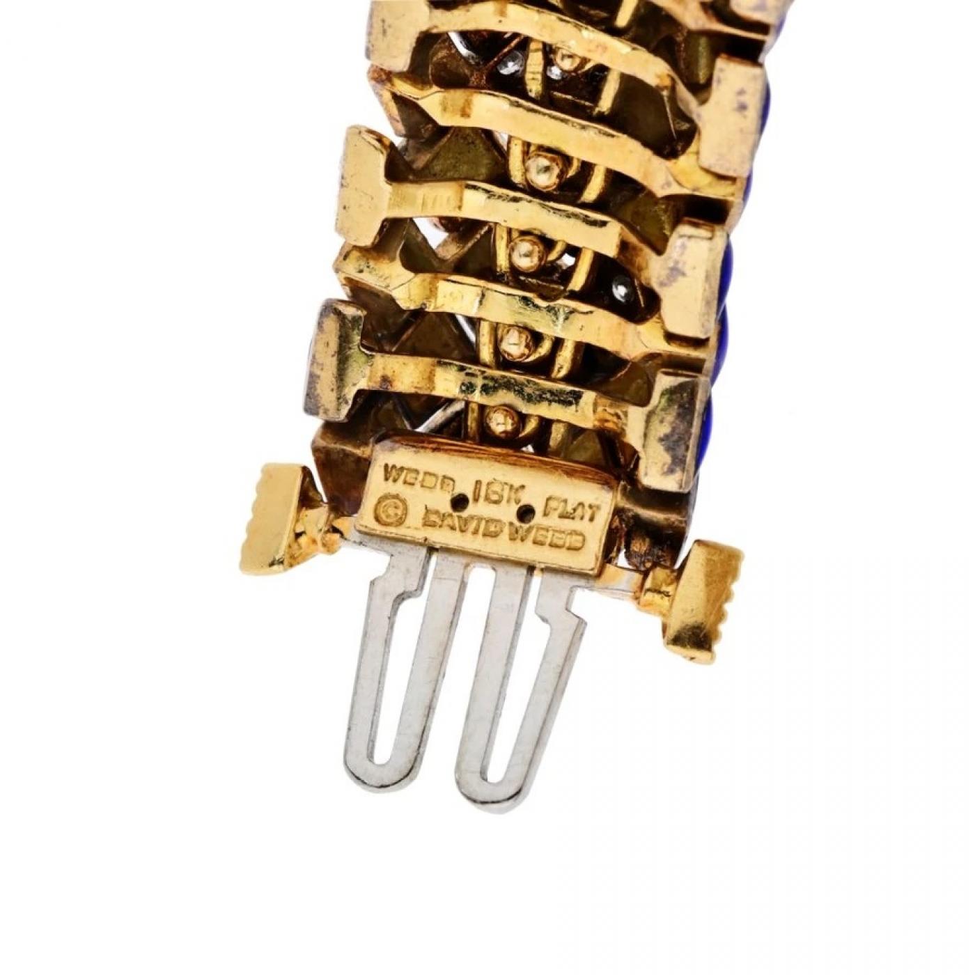 David Webb - DAVID WEBB PLATINUM & 18K YELLOW GOLD BLUE ENAMEL AND ...