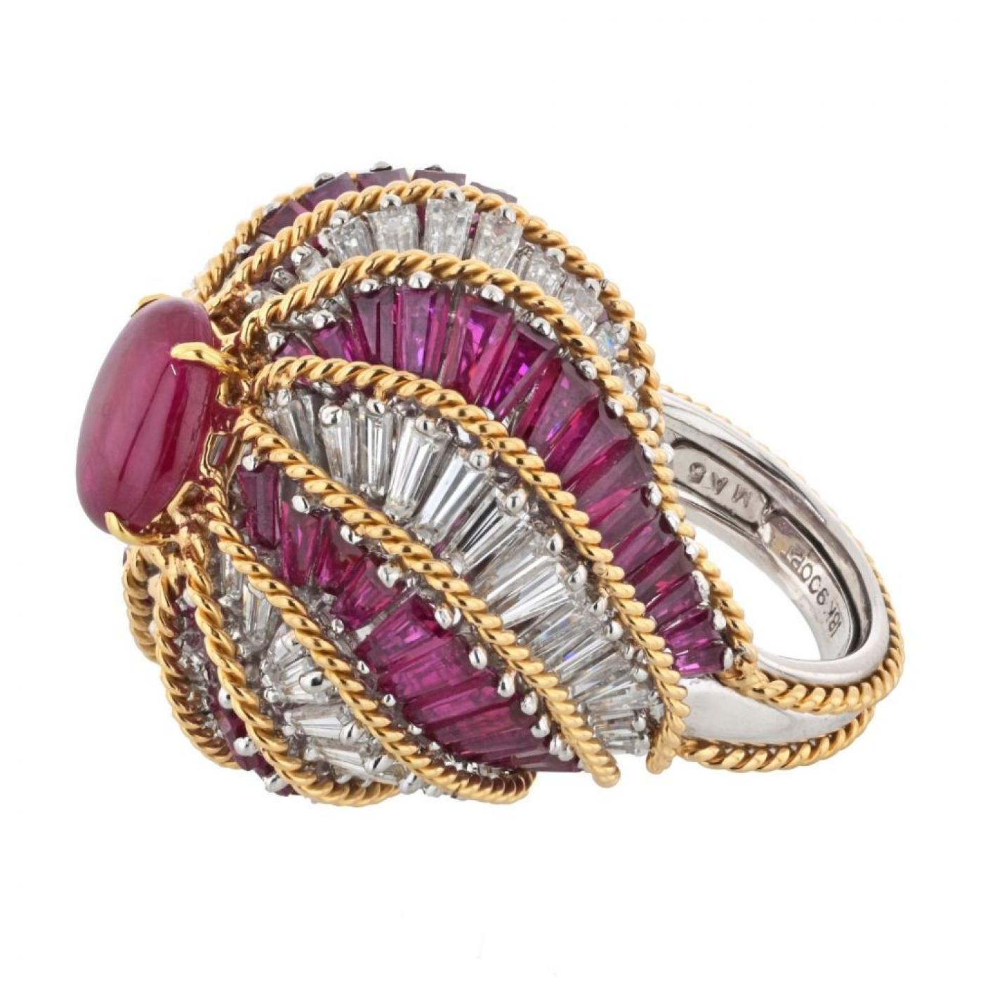 David Webb - DAVID WEBB PLATINUM & 18K YELLOW GOLD RUBY AND DIAMOND ...