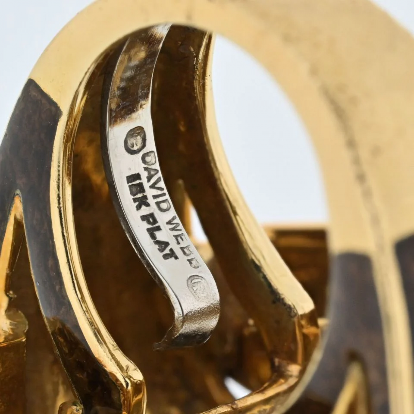 David Webb - DAVID WEBB PLATINUM & 18K YELLOW GOLD TIRE BROWN ENAMEL ...
