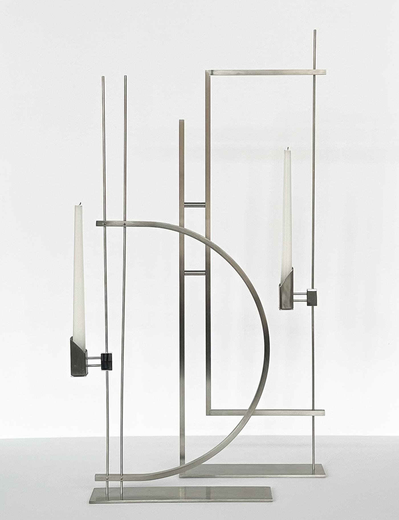 David Zelman - Set 2 David Zelman Steel Architectural Candlesticks