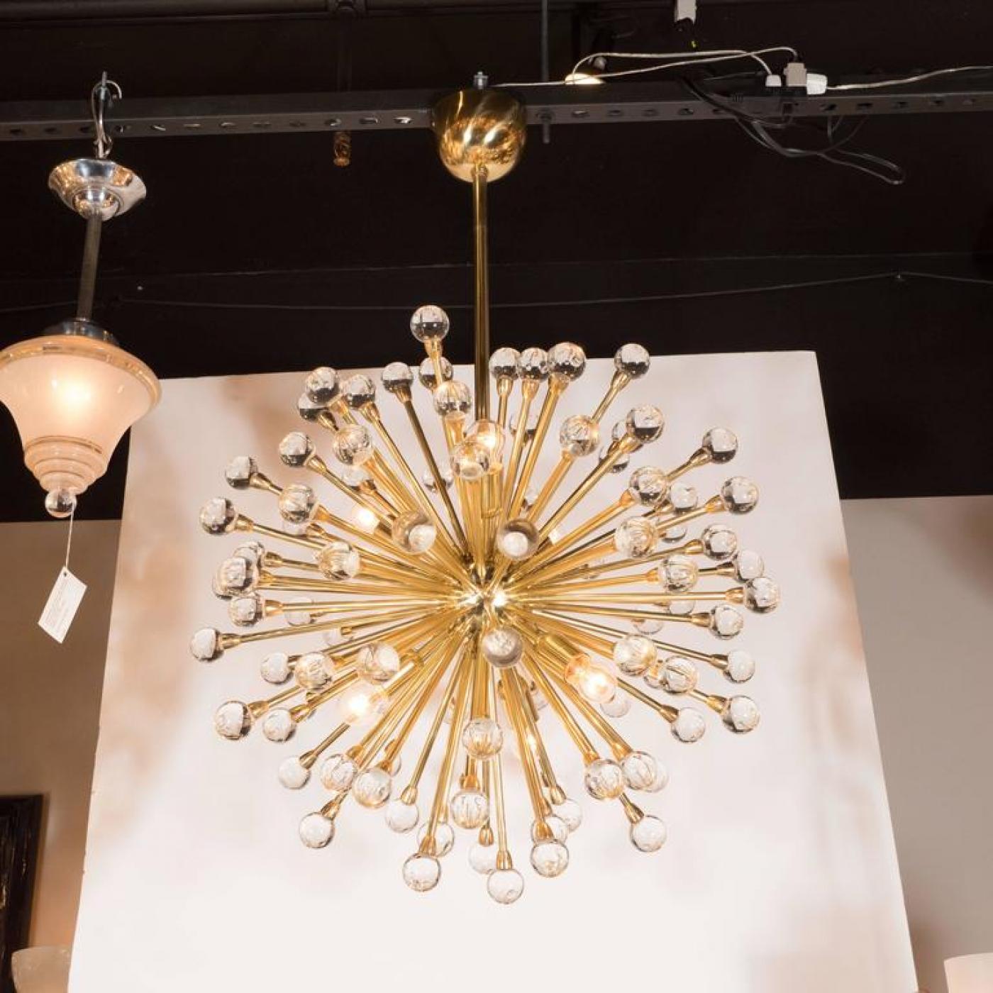 Dazzling Crystal Ball Sputnik Chandelier in Brass with Handblown ...
