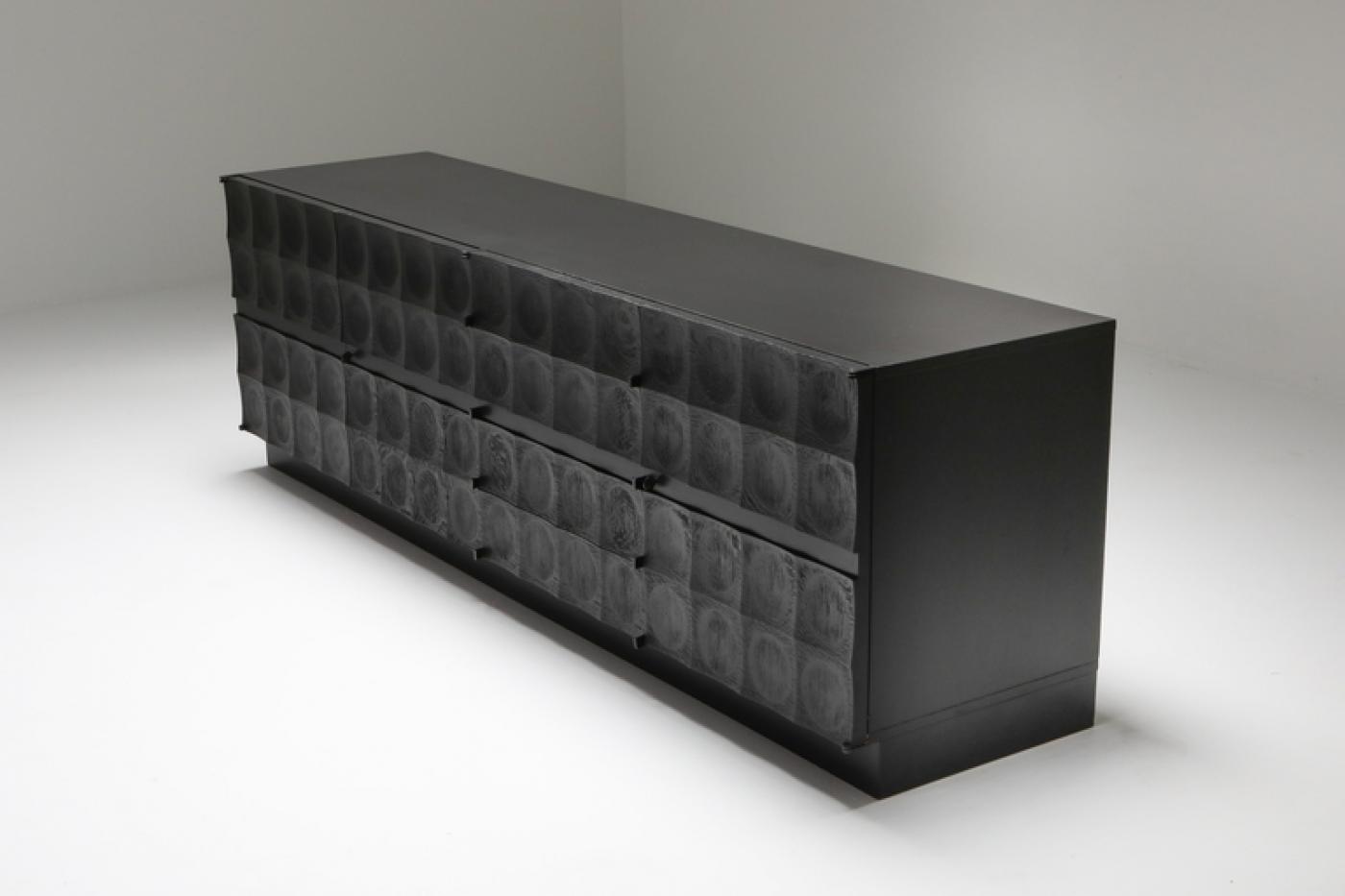 De Coene Frères - De Coene brutalist stained oak sideboard with ...