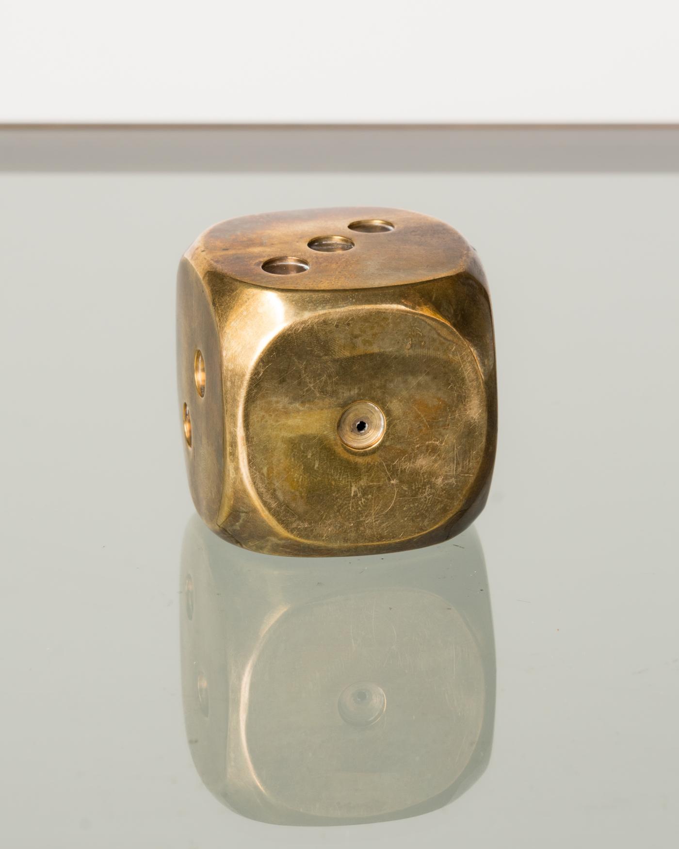Decorative Hollow Brass Dice, France, 1960's