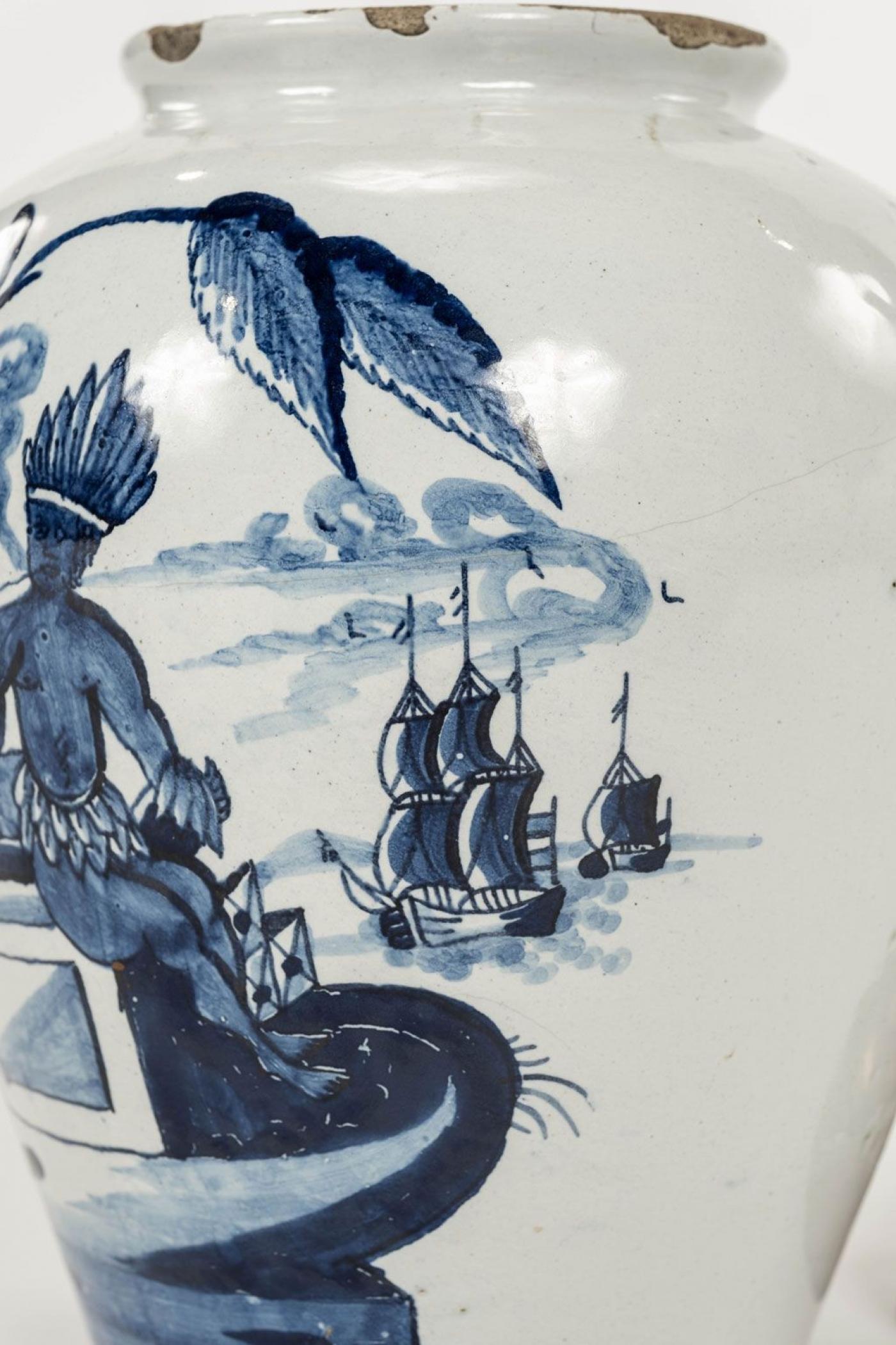 Delft Blue and White “W:Snuif” Tobacco Jar