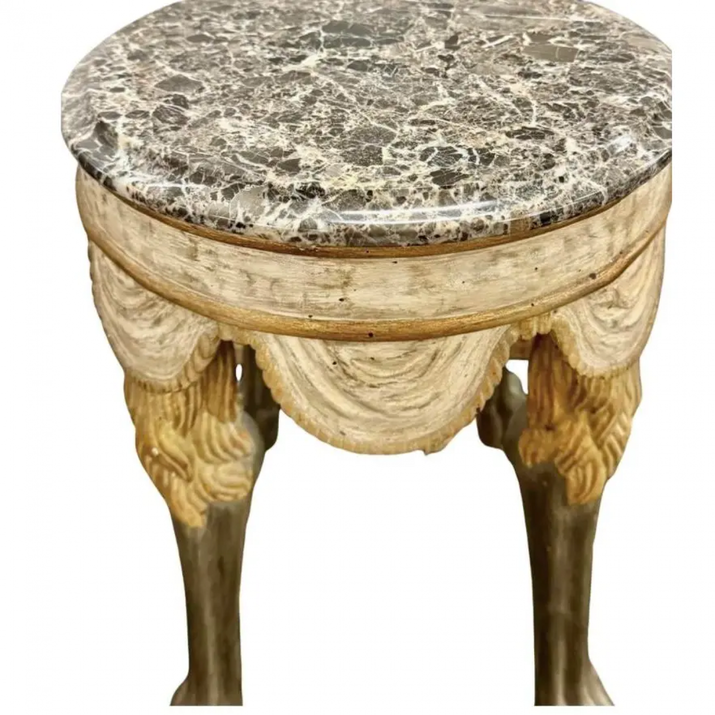 Dennis & Leen - Dennis & Leen 18th C Style Lion Leg Marble Top Side Table