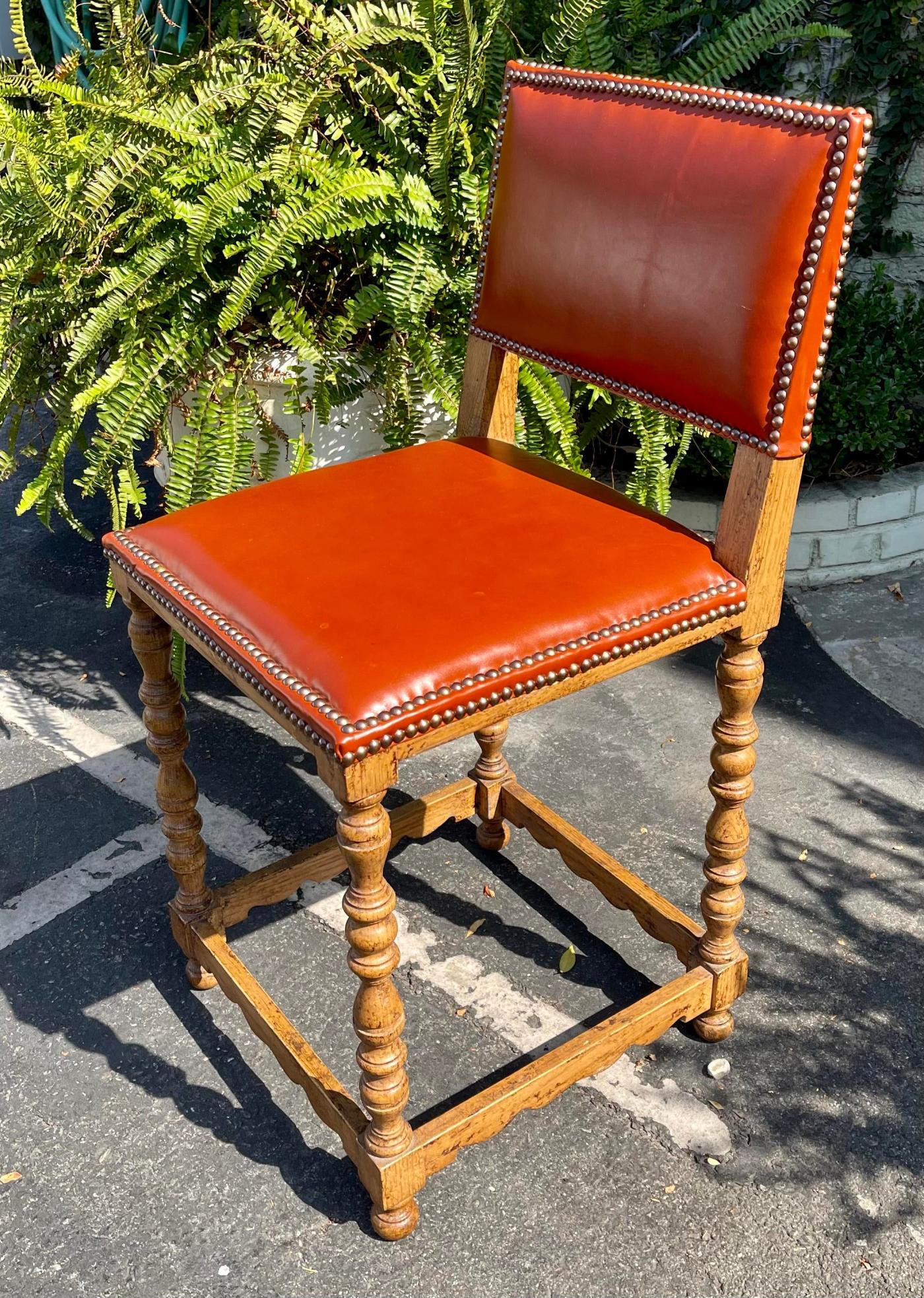 Dennis & Leen - Dennis & Leen Rustic Italian Leather Bar Stool