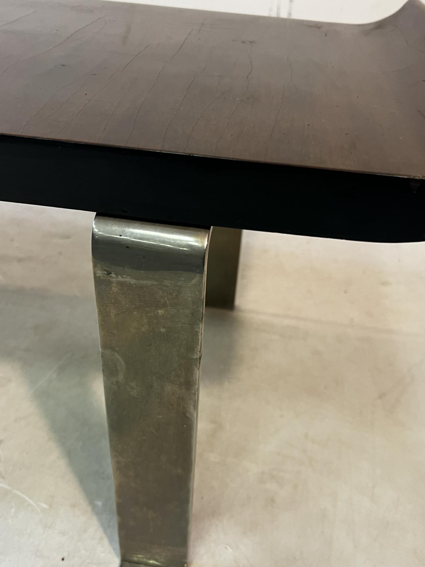 Donald Deskey - MODERNIST ART DECO FLARED EDGE WOOD & CURVED NICKELED ...