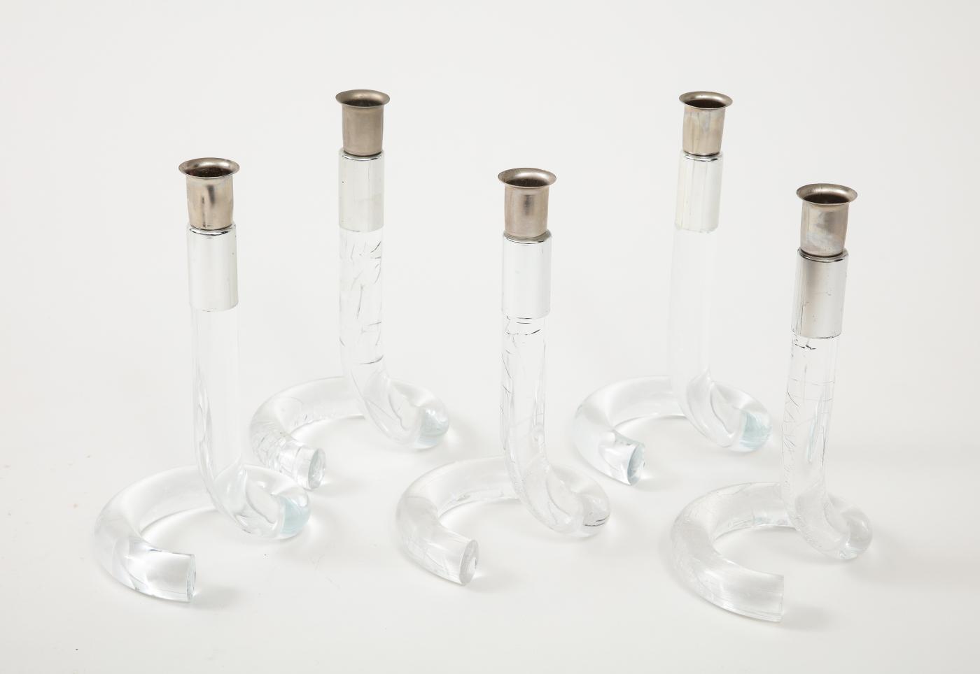 Dorothy Thorpe - Set of 5 Dorothy Thorpe Lucite Candlesticks