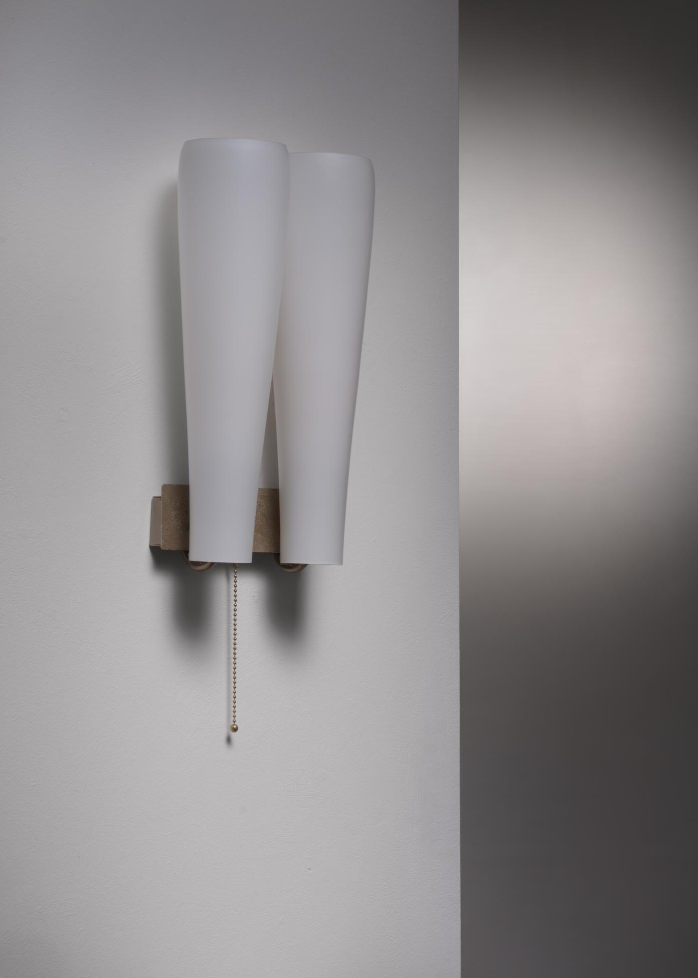 Double shaded opaline glass wall applique