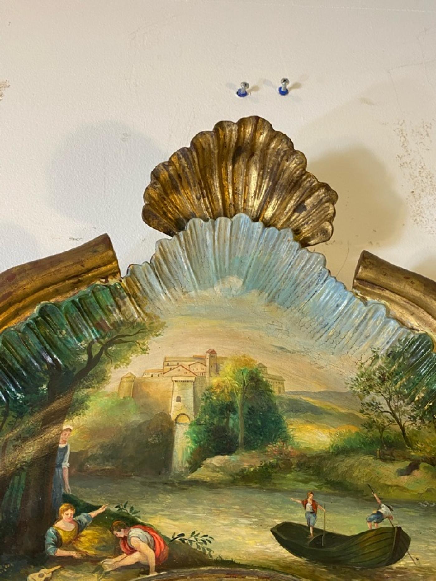 ELABORATE VENETIAN HAND PAINTED SCENIC MIRROR