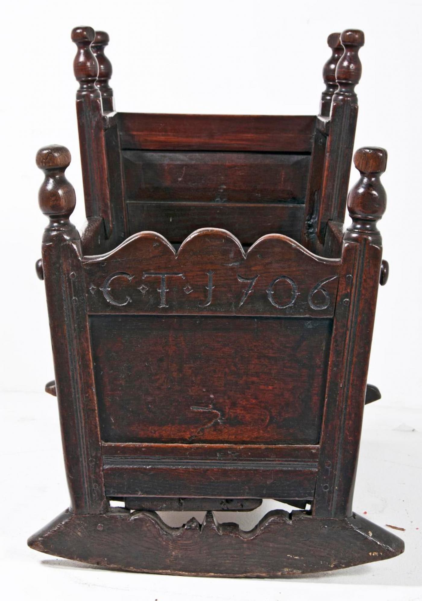 Early 18th Century Country Oak Baby Cradle