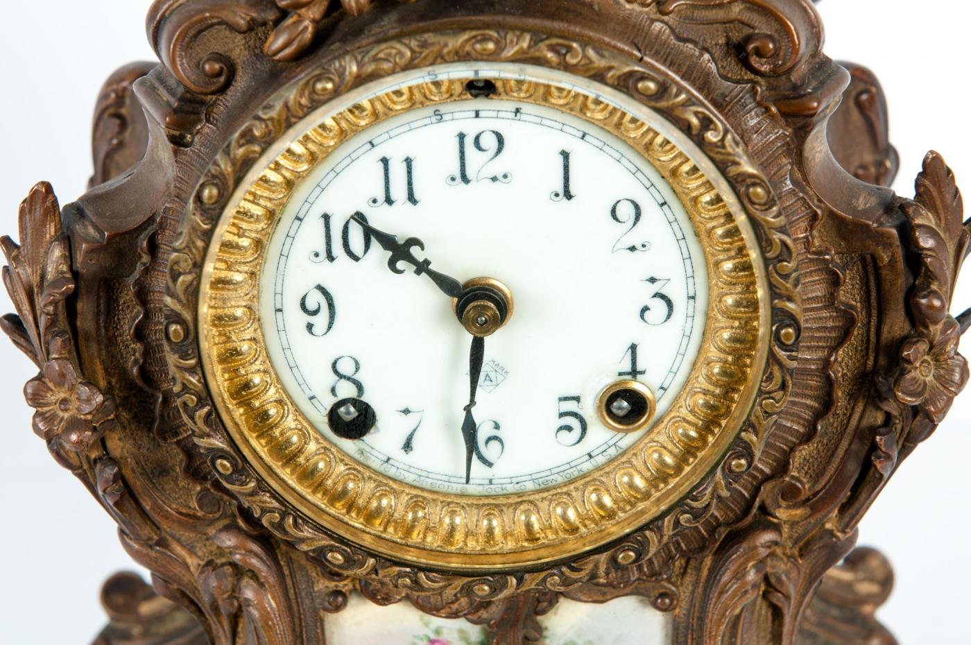 Early 19th Century Bronze Mounted / Porcelain Face Clock