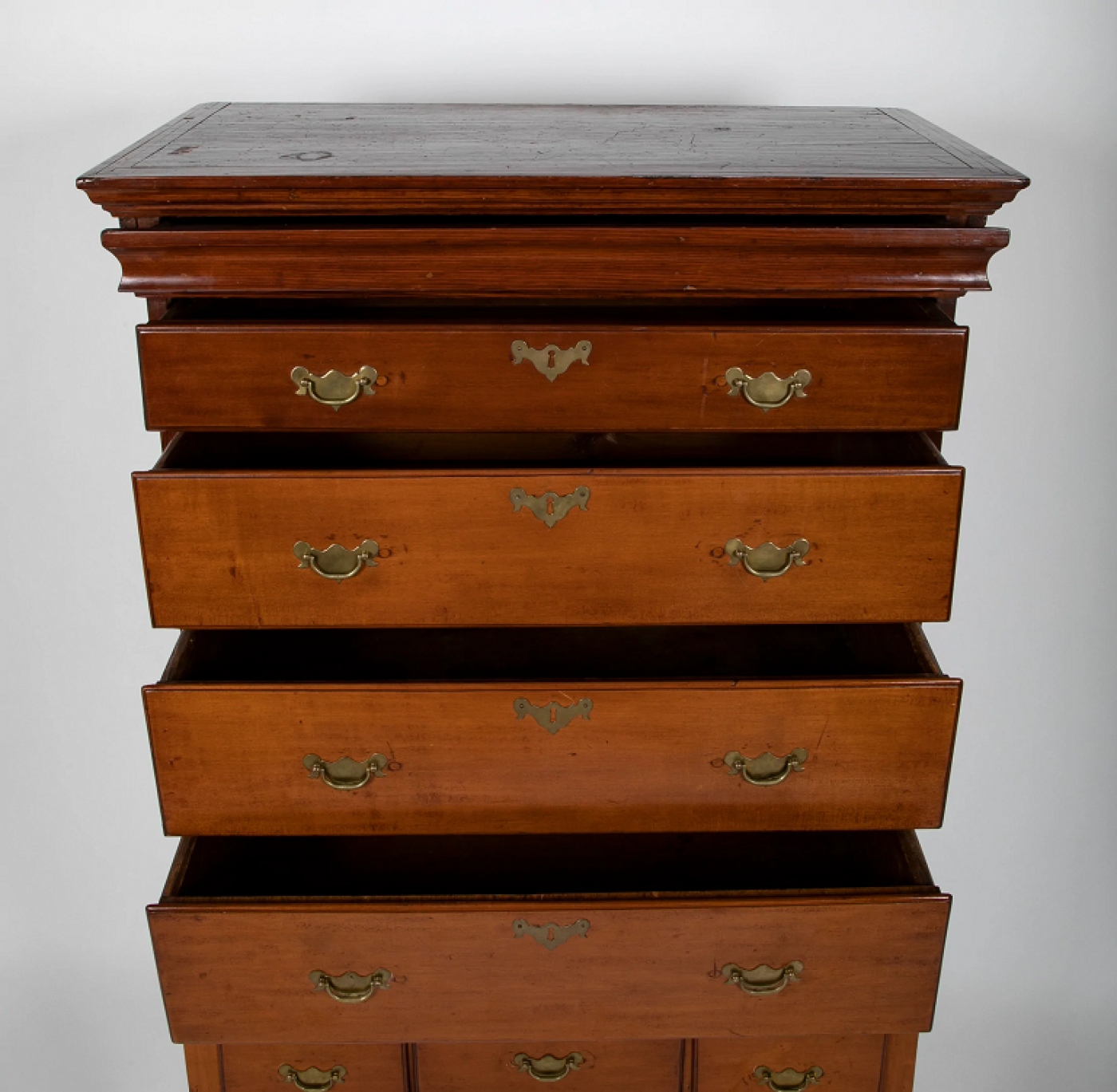 Early American Two Part Queen Anne Cherry Highboy