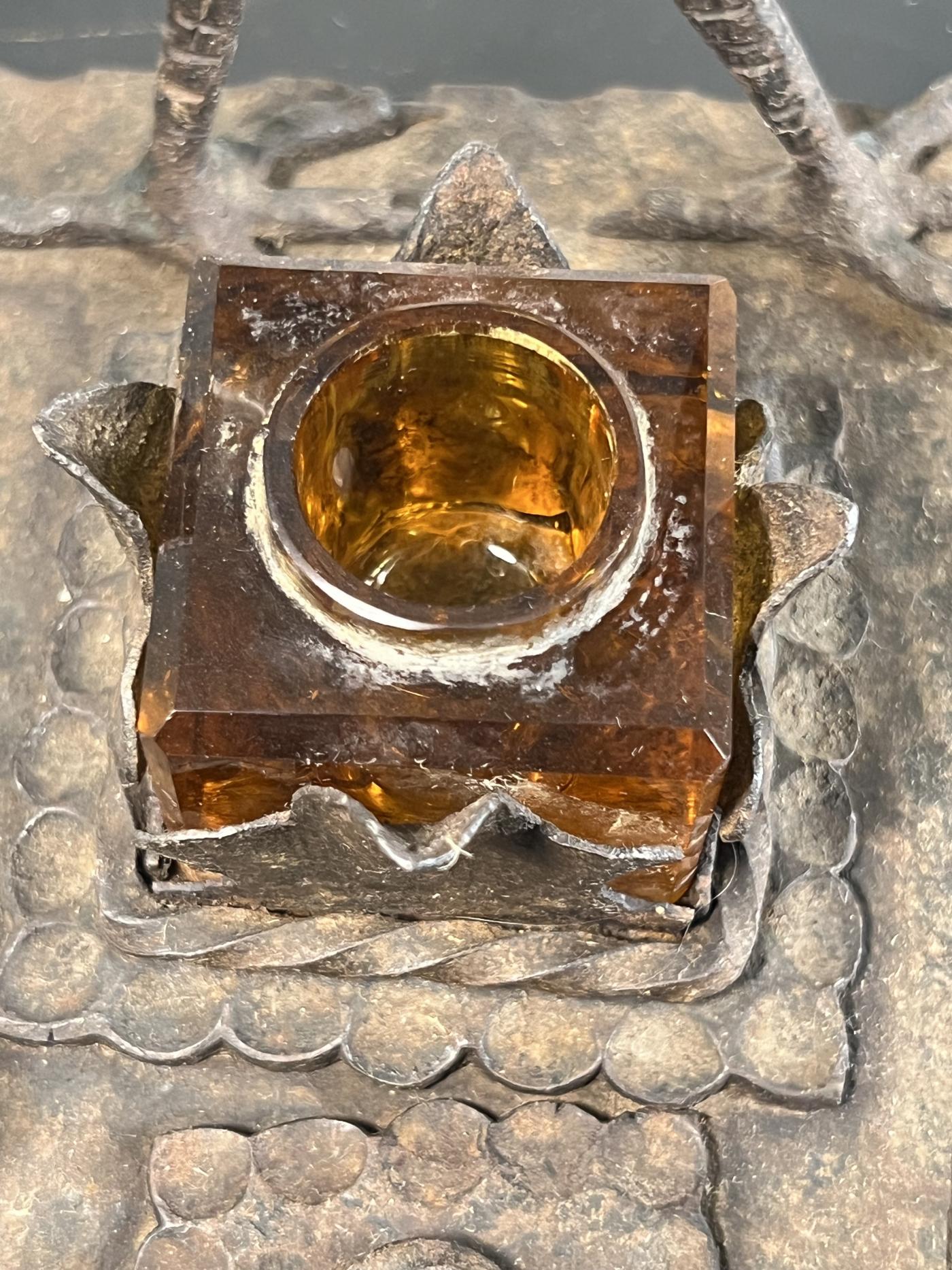 Edgar Brandt - ART DECO WROUGHT IRON PHEASANT INKWELL WITH PEN HOLDER