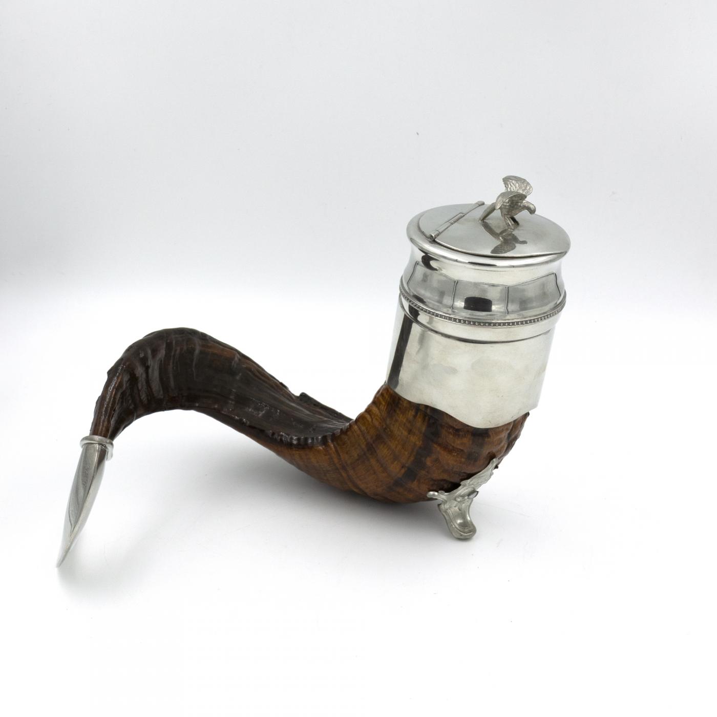 Edwin Blyde - Scottish Rams Horn Snuff Mull w Eagle I- Flight Finial ...