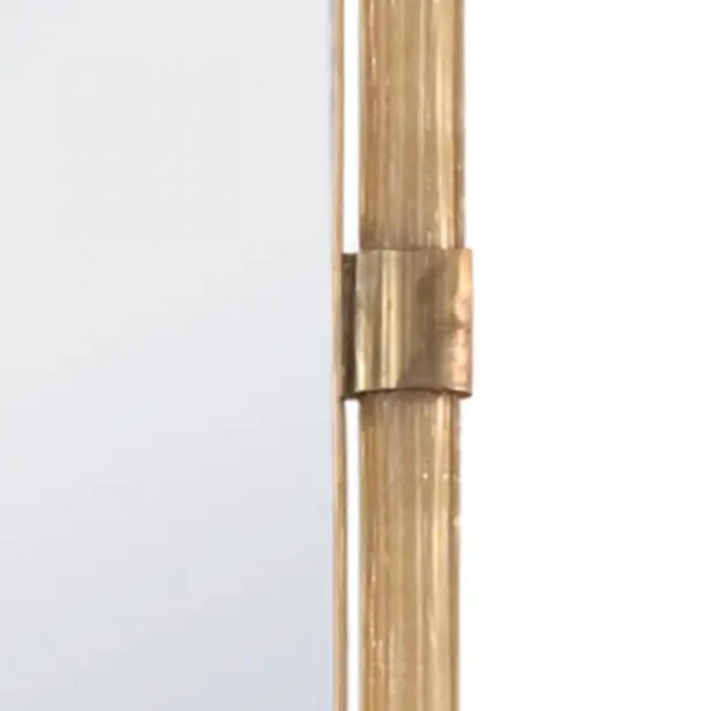 Elegant Fluted Murano Glass Rod Framed Mirror with Brass Detailing
