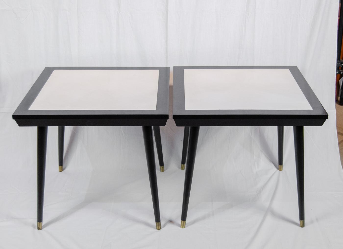 Elegant Pair of Lacquer and Faux Parchment Tables