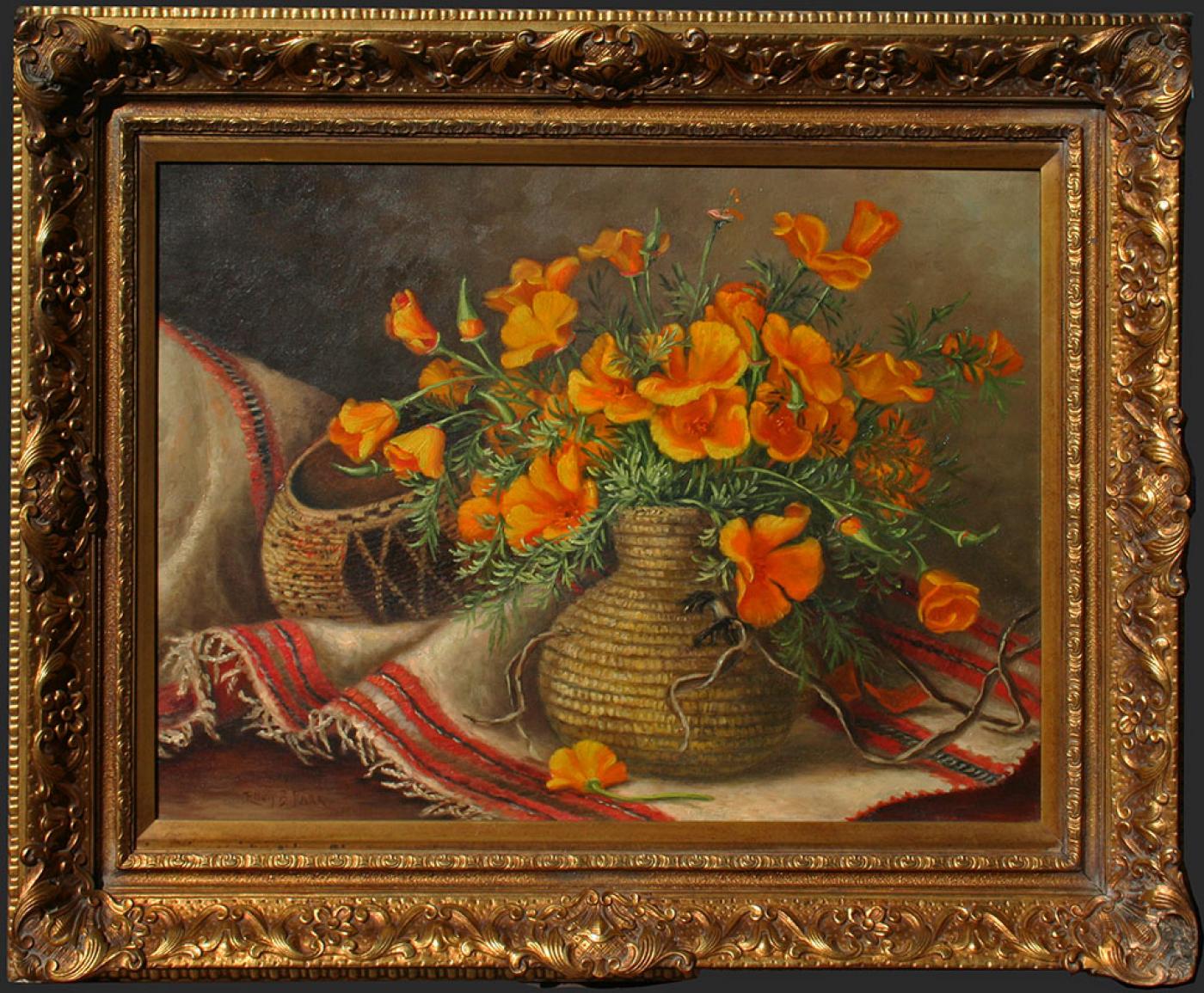Ellen Frances Burpee Farr - Poppies in a Native American Basket