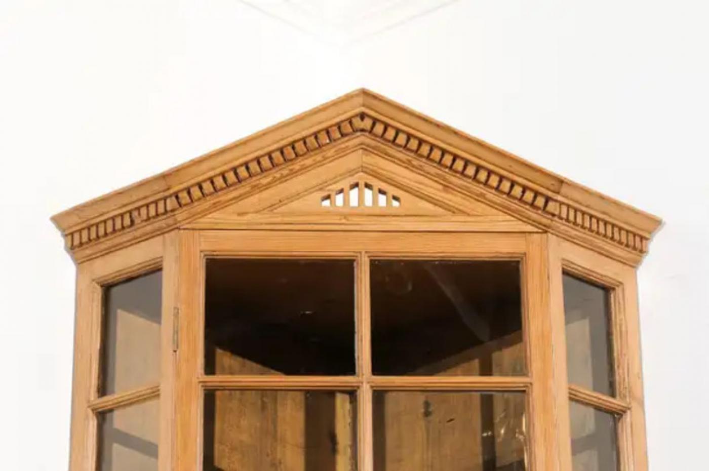 English 1875s Pine Hanging Corner Cabinet with Pointed Pediment and ...