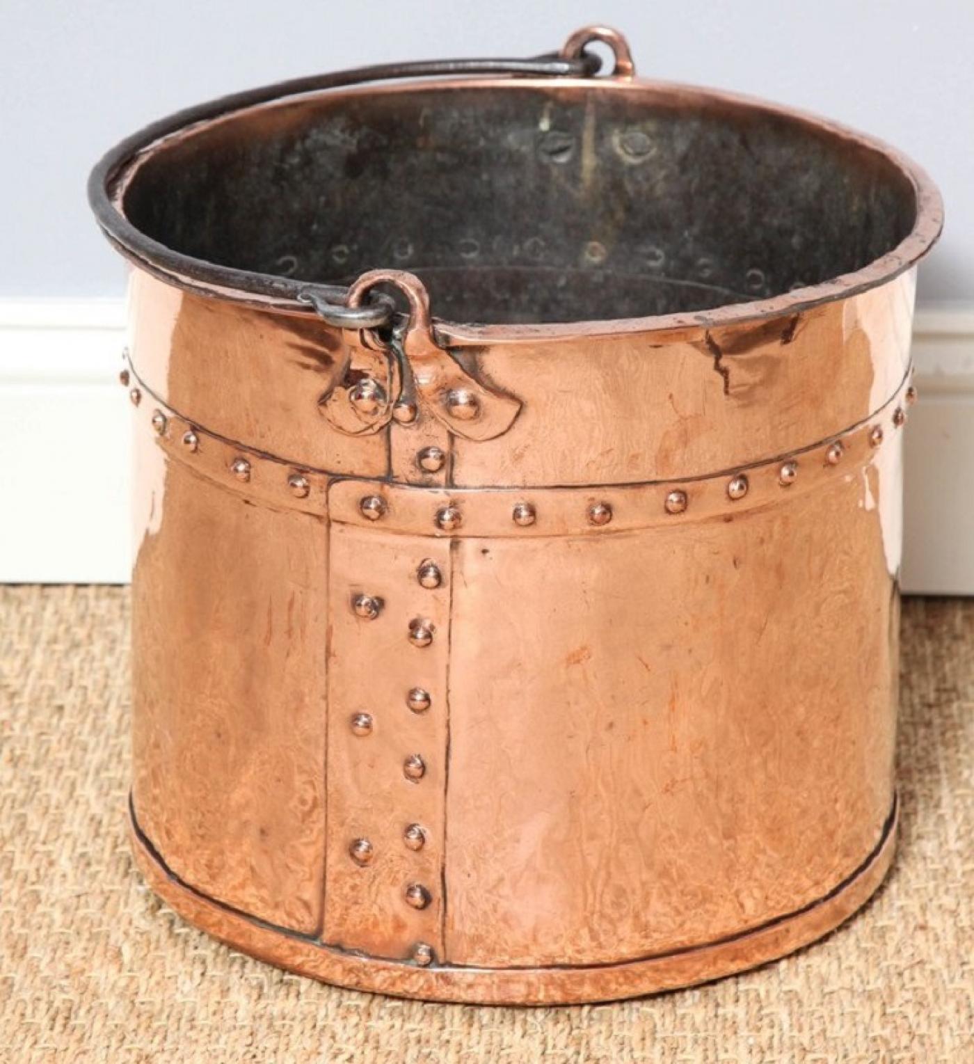English Copper Bucket with Riveted Seams