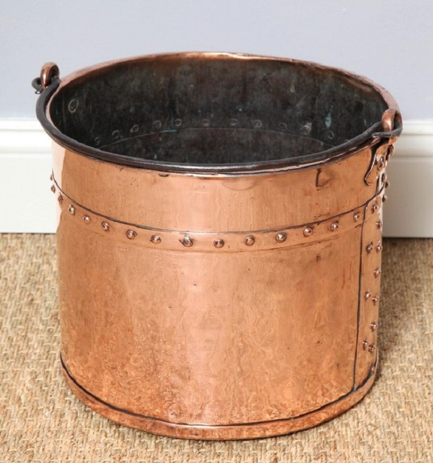 English Copper Bucket with Riveted Seams