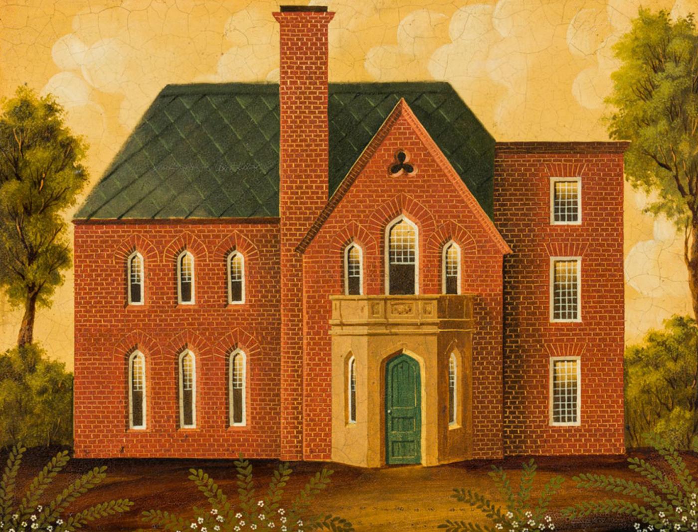 English Country Brick House Acrylic Painting G
