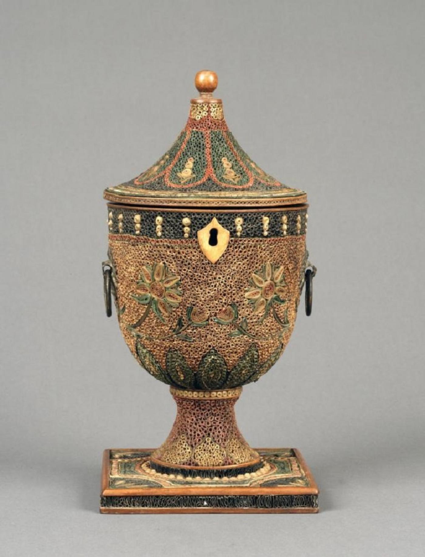 English Decorated Rolled Paper Tea Caddy in its Original Chinese ...