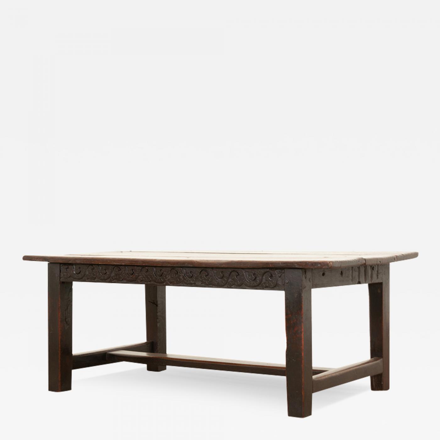 English Early 18th Century Carved Oak Low Table
