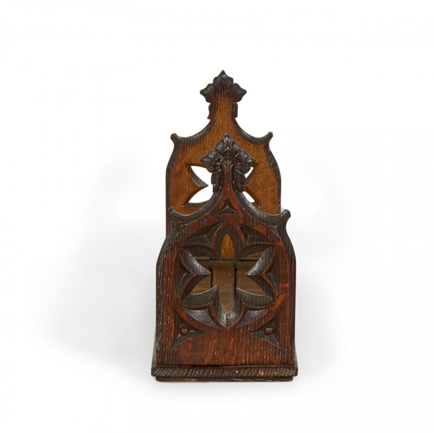 English Gothic Style Carved Oak Expanding Bookends