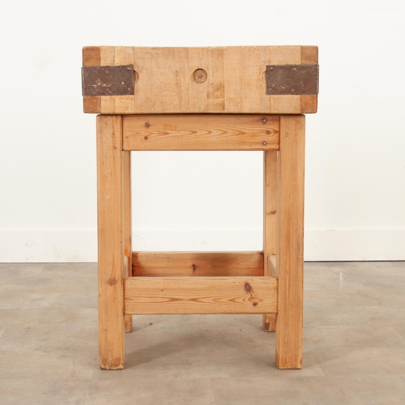 English Raw Pine Chopping Block Table