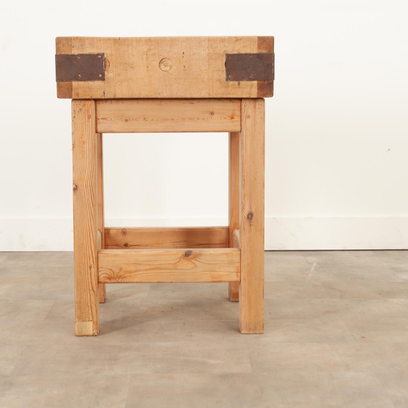 English Raw Pine Chopping Block Table