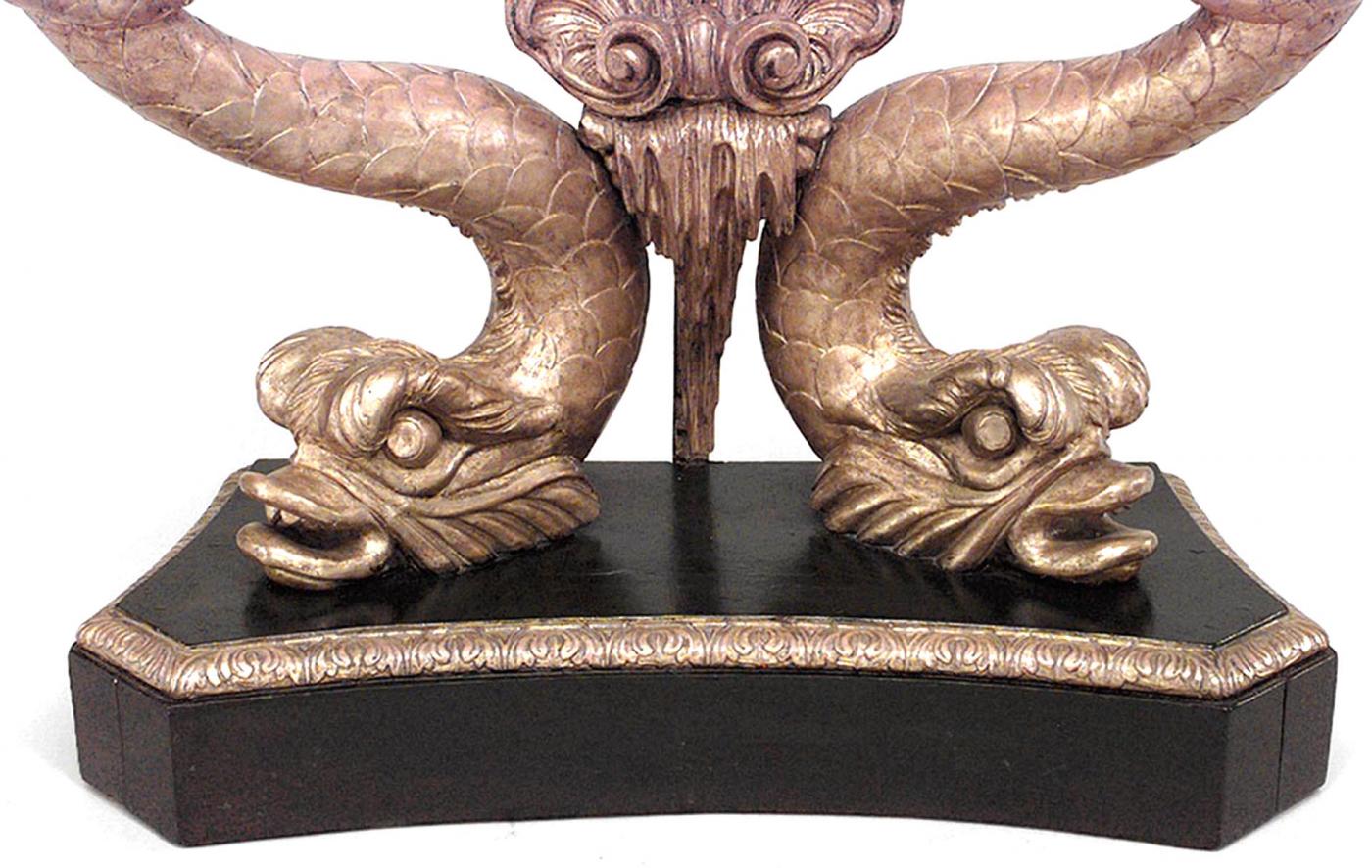 English Regency Style Gilt Dolphin Console Table