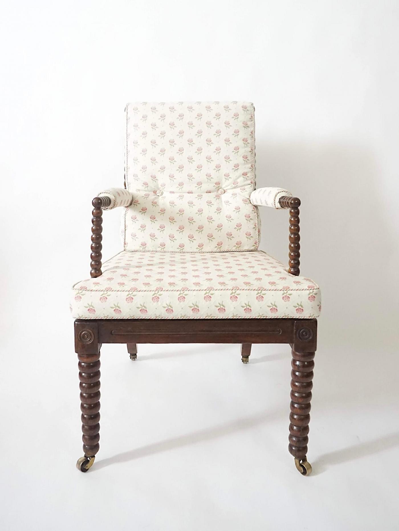 English Regency Walnut Bobbin Armchair, circa 1825