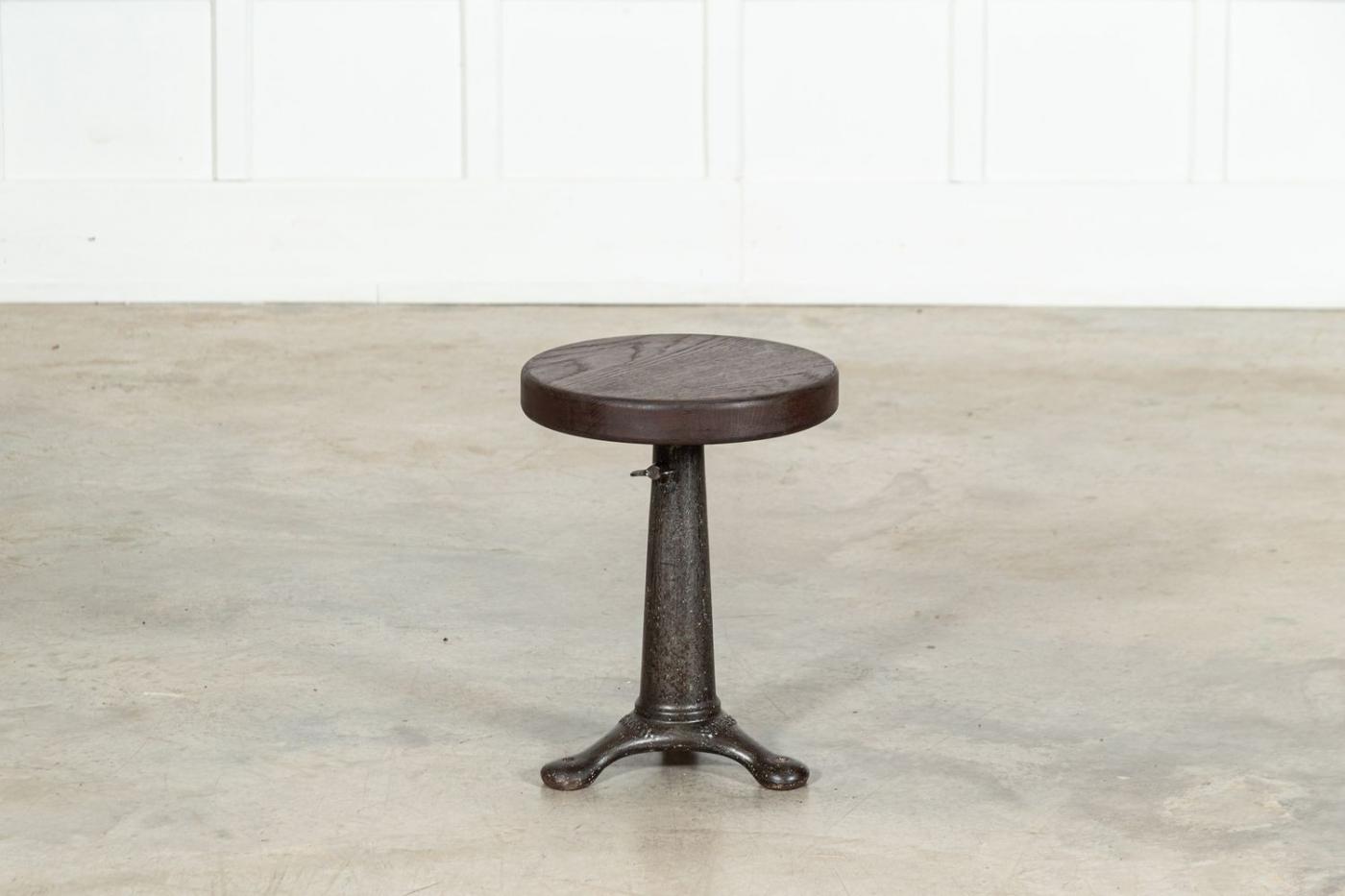 English Singer Cast Iron Oak Stool
