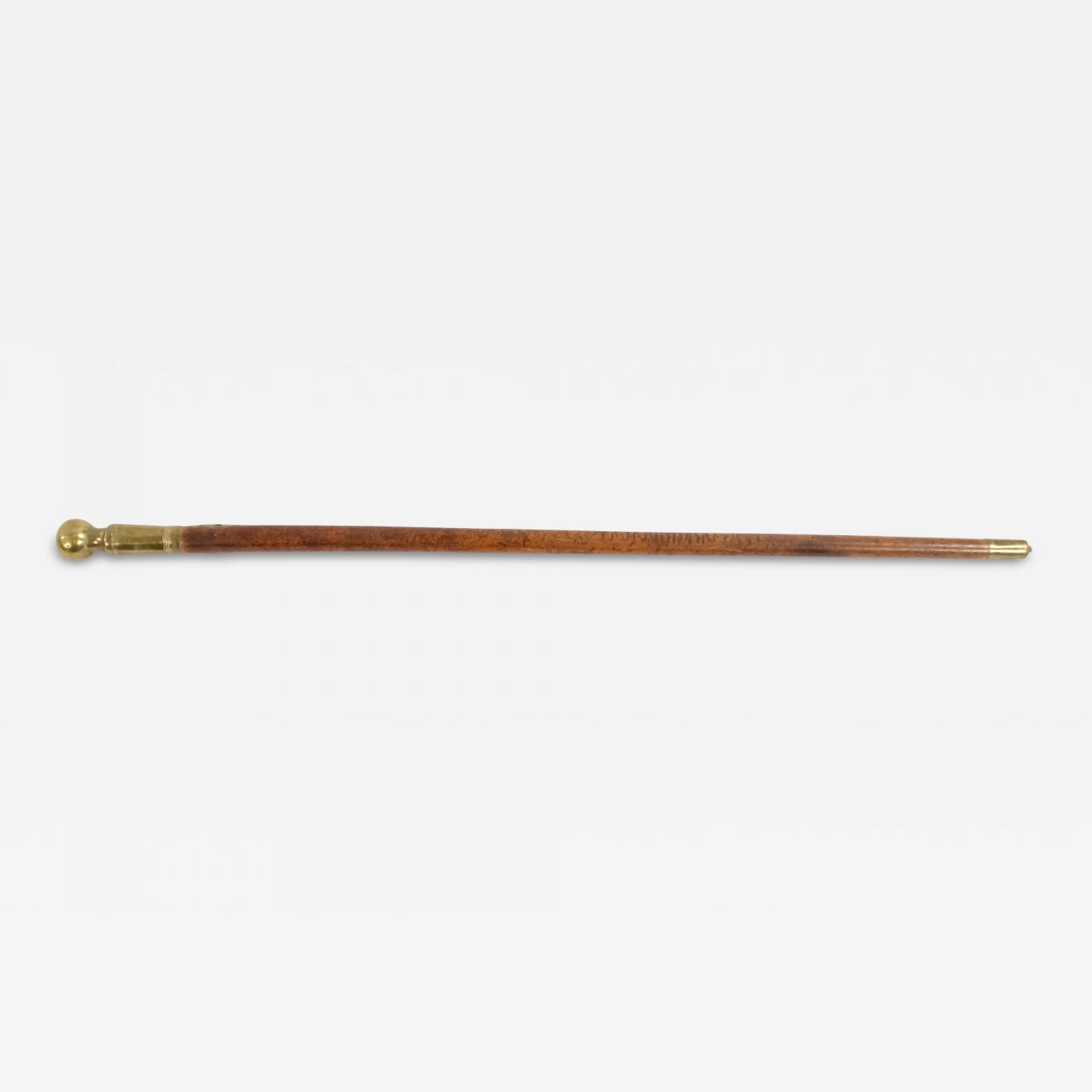 English Victorian Style Brass And Burl Wood Cane 3