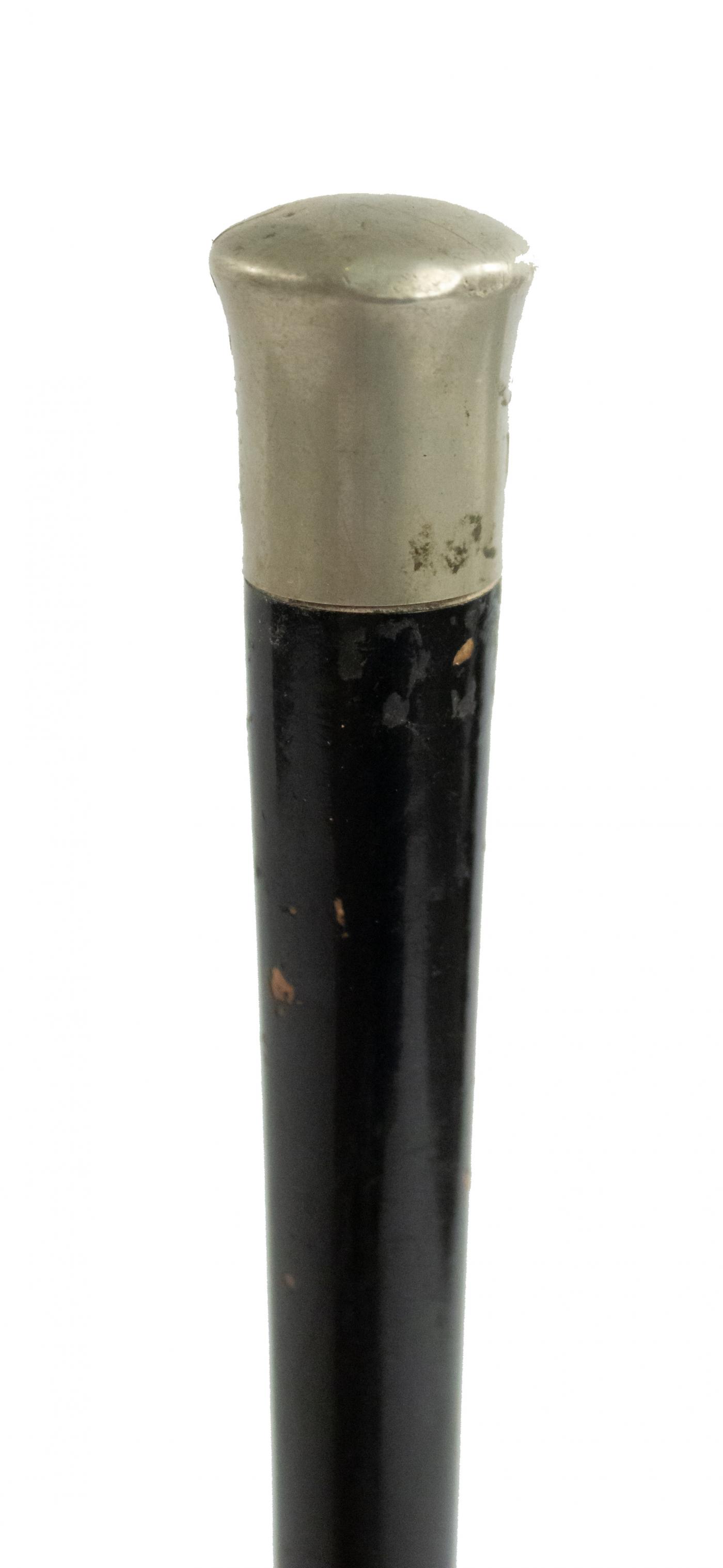 English Victorian Style Ebonized Cane With Pewter Handle 1