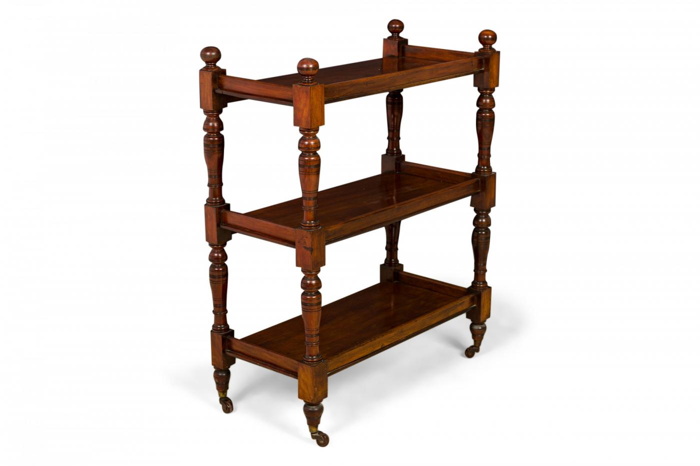 English Victorian Turned Leg Three Shelf Small Wooden Etagere / Display ...