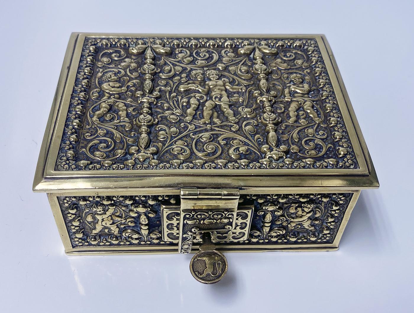 Erhard & Söhne Cherub Brass Box Germany C.1900