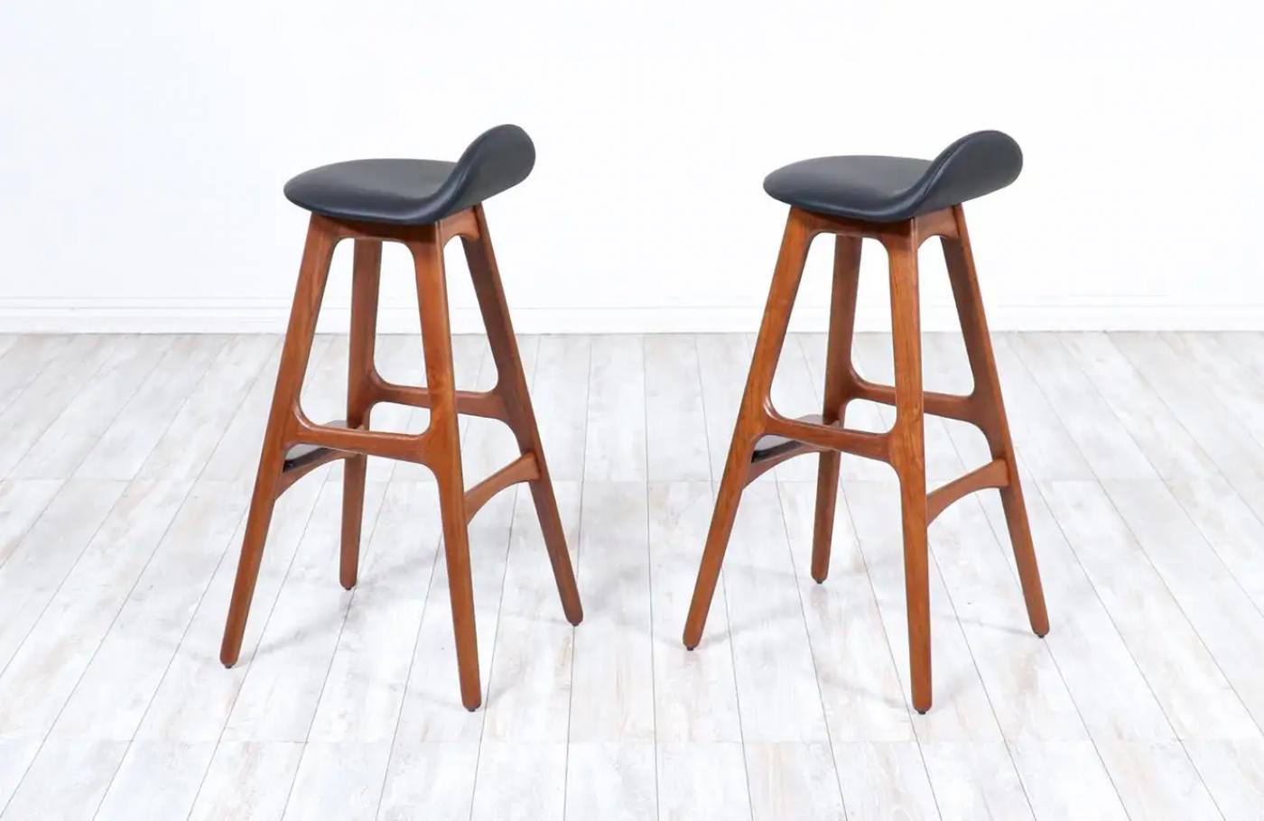 Erik Buch - Danish Modern Sculpted Teak & Rosewood Bar Stools by Erik Buch