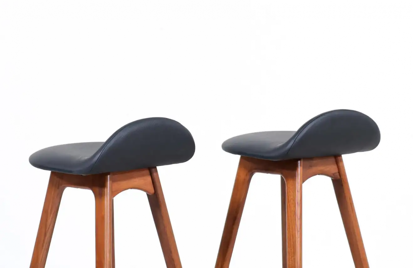 Erik Buch - Danish Modern Sculpted Teak & Rosewood Bar Stools by Erik Buch