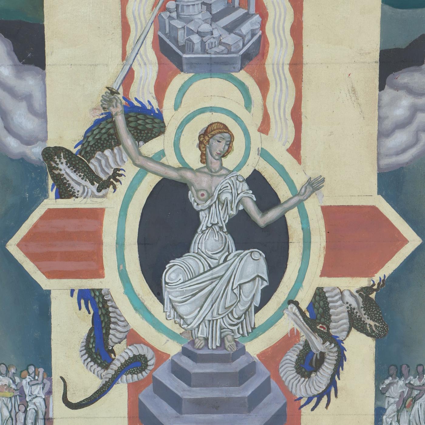 Eugene Francis Savage - "Story of Pennsylvania", Large Art Deco ...