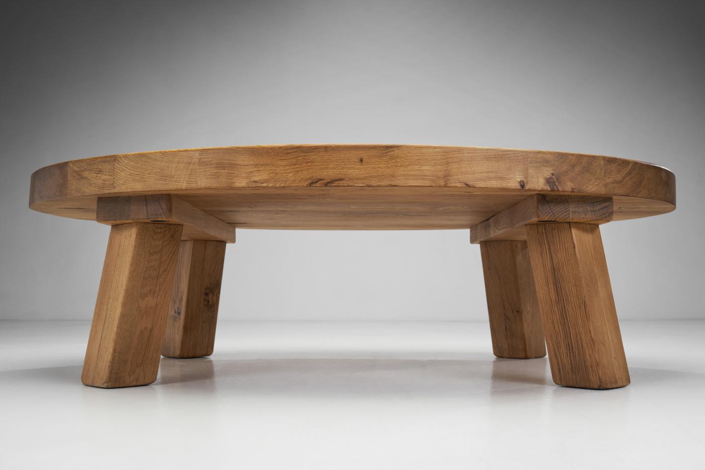 European Solid Wood Oval Coffee Table, Europe ca 1950s