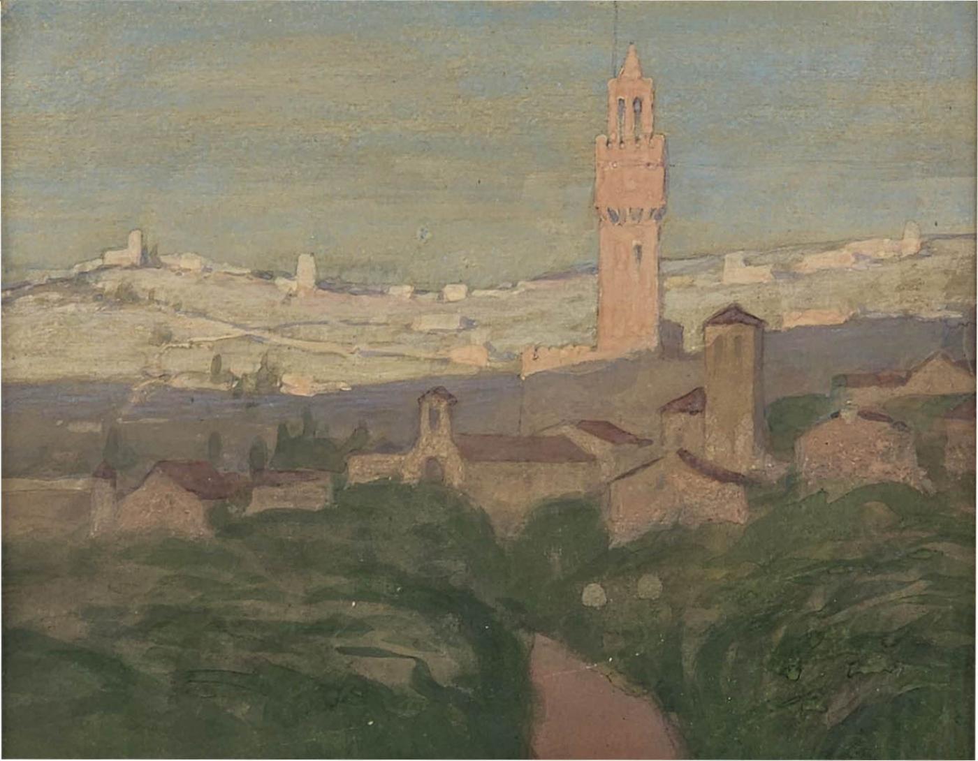 European View, Pastel, circa 1910 Italy